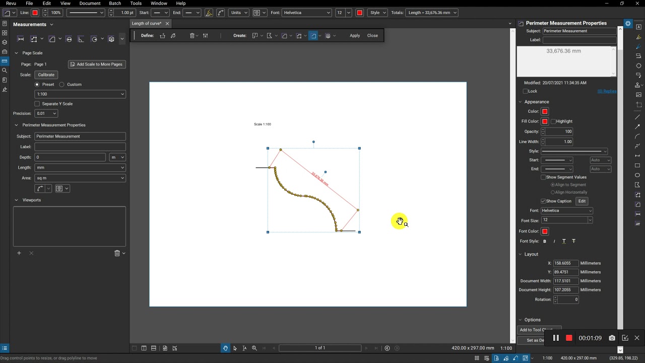 How to do curve length with Bluebeam Revu