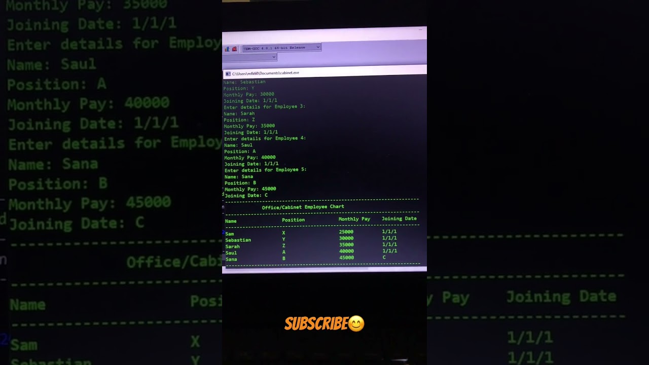 office employees IDE dev c++ #cppprogramming