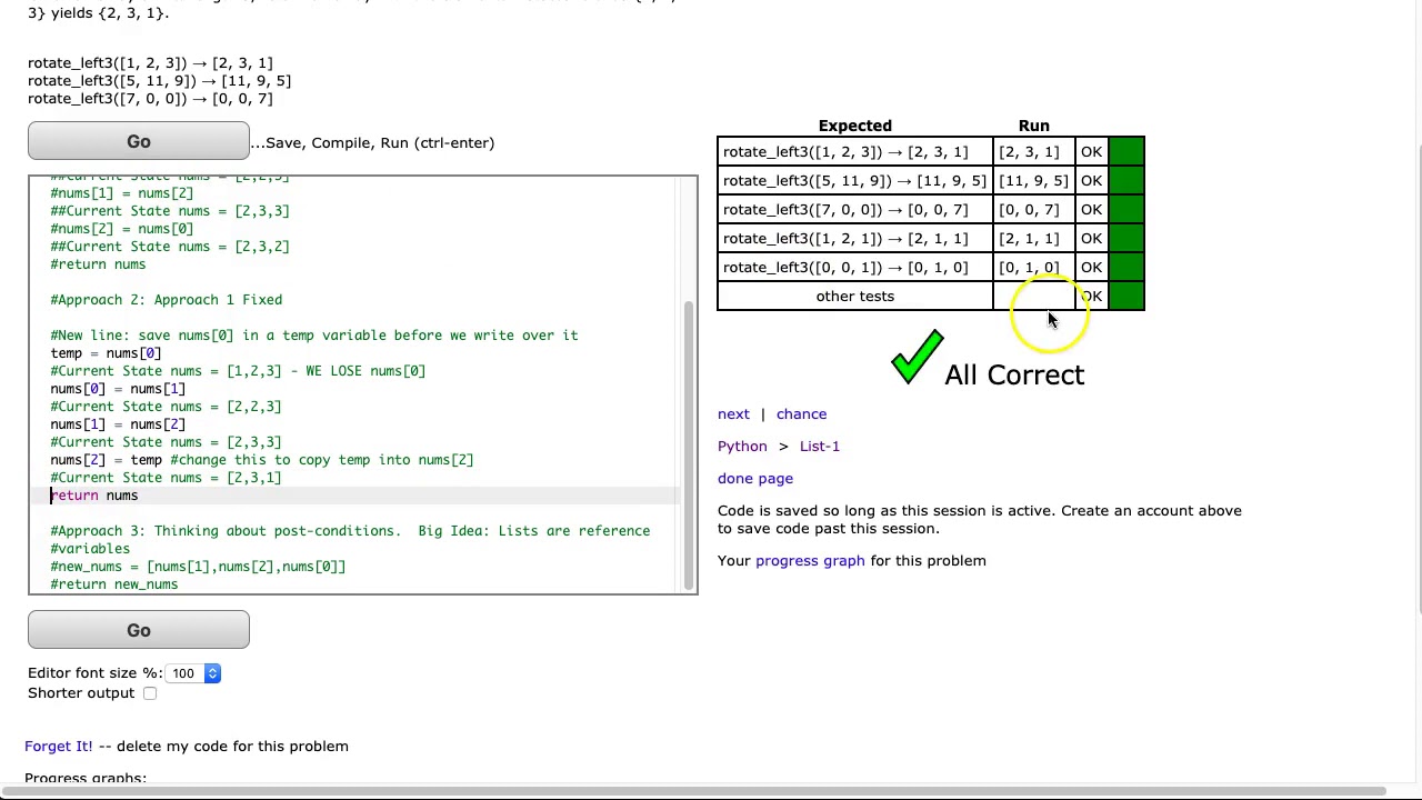 Codingbat - rotate_left3 (Python)