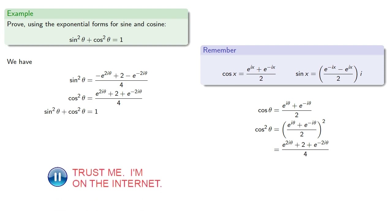 Trigonometric Identities, Complex Version
