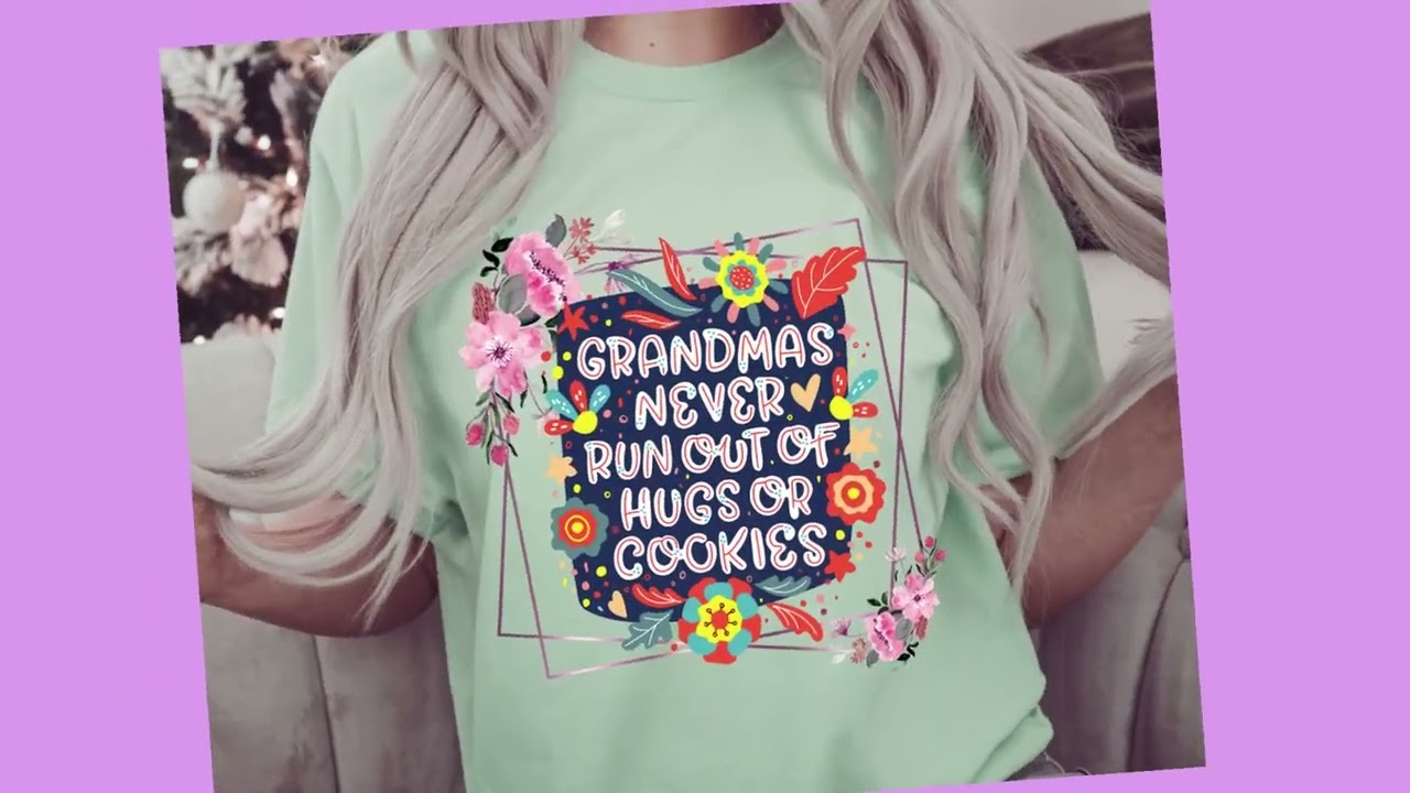Grandmas Never Run Out of Hugs or Cookies PNG SVG, Boho Floral Grandma Quote Shirt Design
