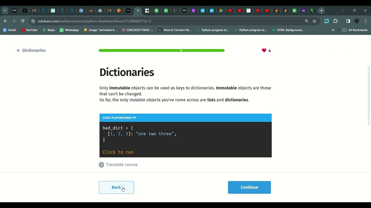 72 Dictionaries | Python Developer | Sololearn