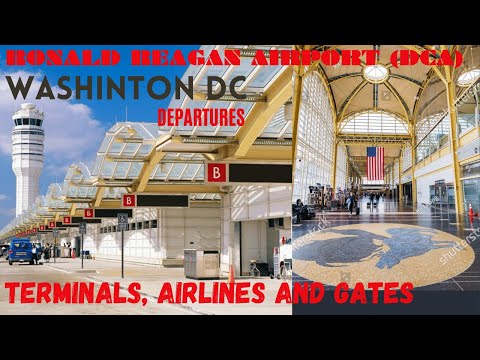DEPARTURE FROM WASHINGTON DC, RONALD REAGAN NATIONAL AIRPORT (DCA) TERMINALS 1& 2, AIRLINES, GATES