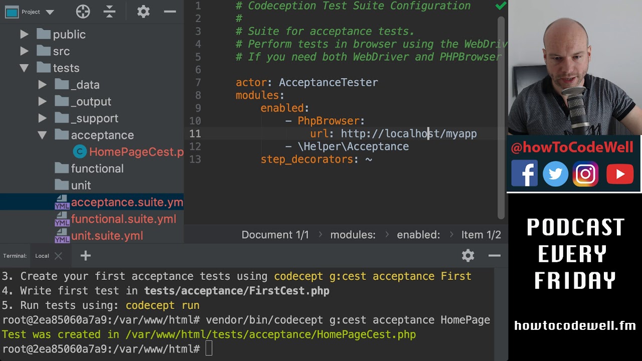 Live Coding Clip: Writing PHP Codeception Acceptance Tests