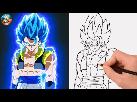 COMO DIBUJAR A GOGETA SUPER SAIYAN DIOS AZUL - DRAGON BALL SUPER - DIBUJANDO A GOGETA