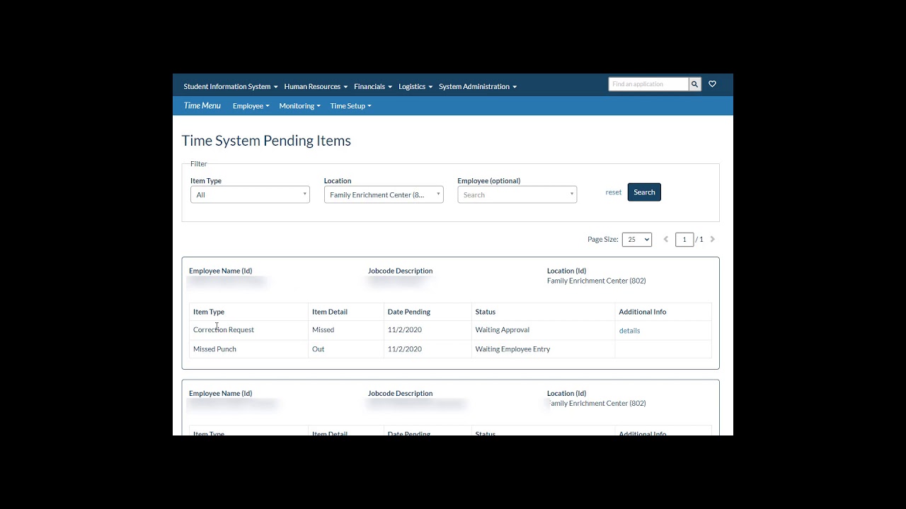 Pending Items Screen