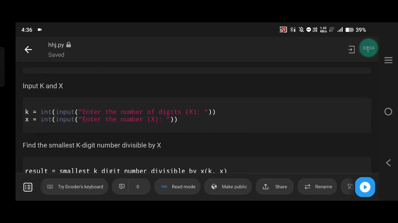 Python Program to Find the Smallest K-Digit Number Divisible by X | Python Coding Tutorial