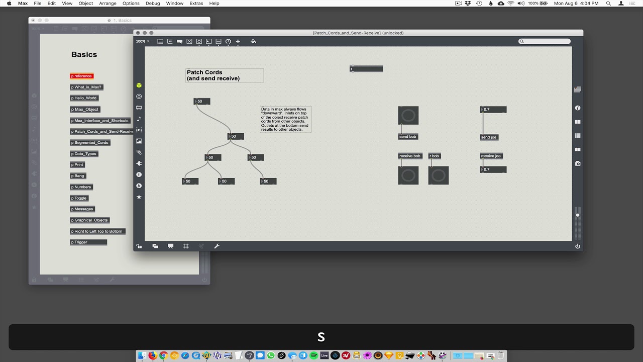 Max/MSP - patch cords (send and receive)