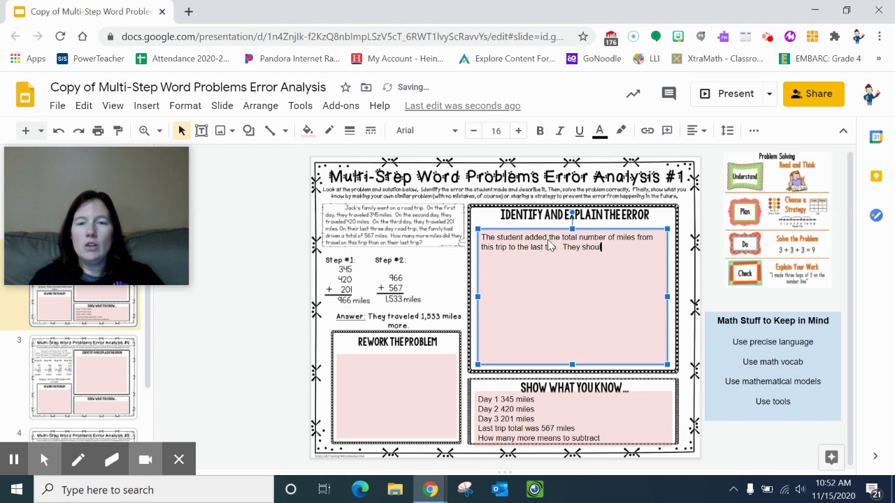 Multi Step Word Problem Error Analysis