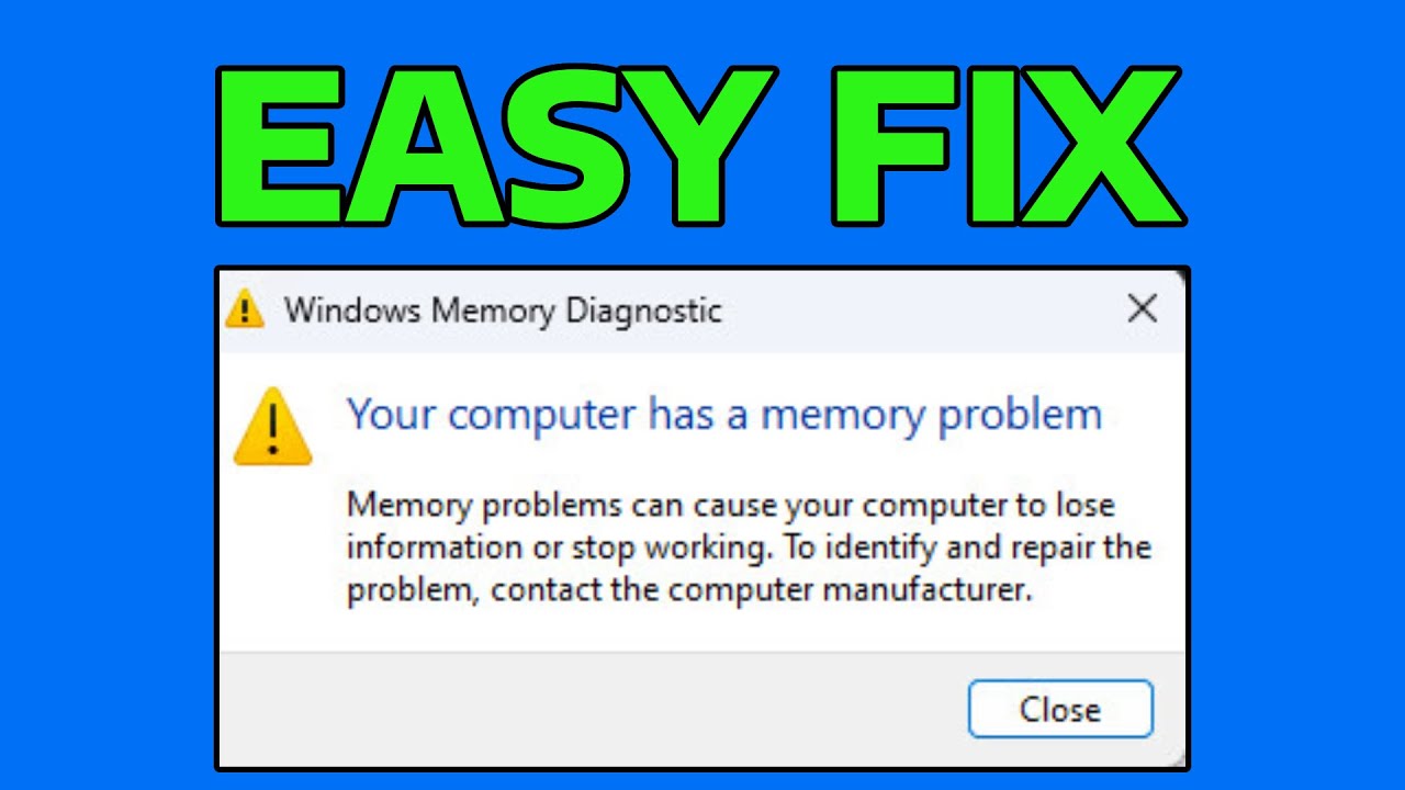 How To Fix Your Computer Has A Memory Problem Error in Windows