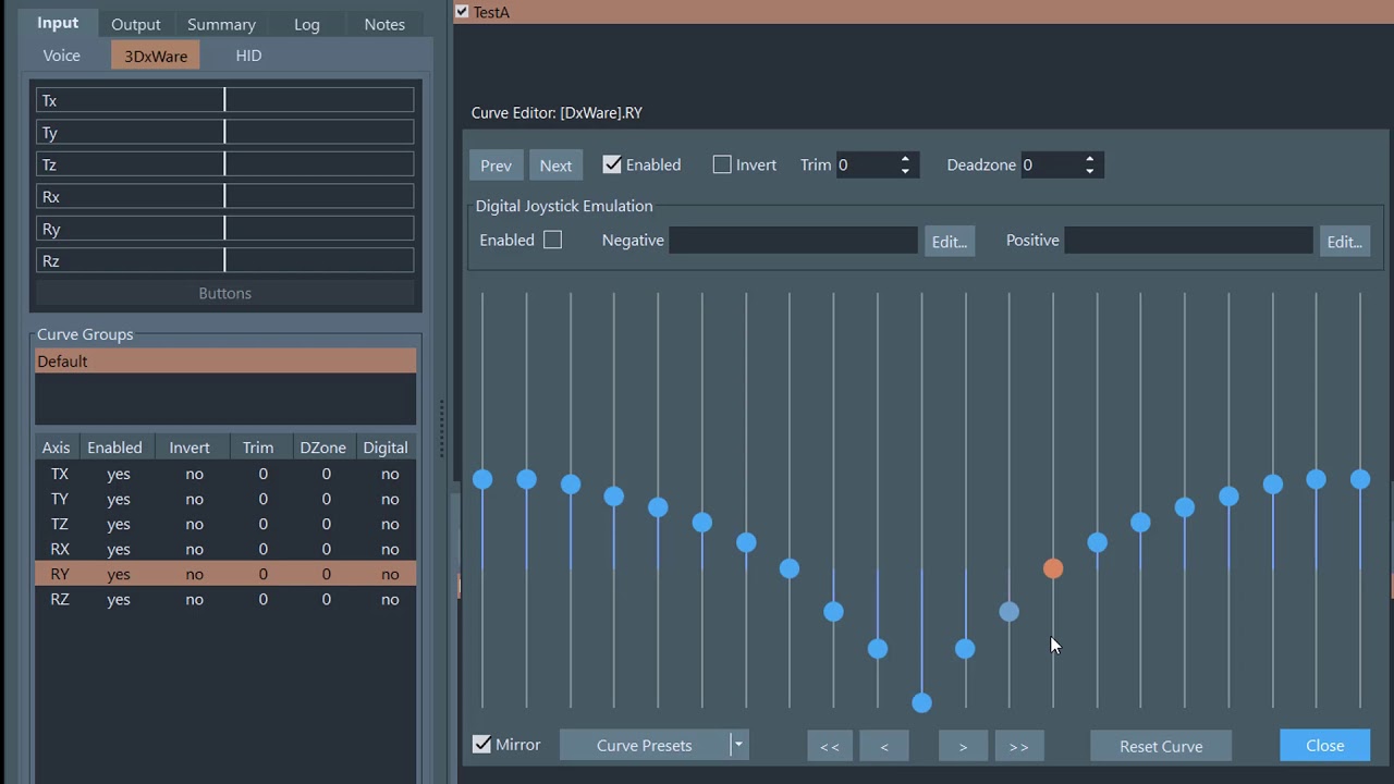 ControlMyJoystick - Using Curves