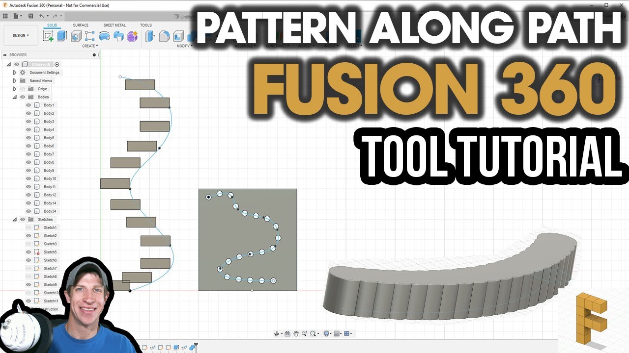 Using the Fusion 360 PATTERN ALONG PATH Tool - Fusion 360 Tool Tutorial