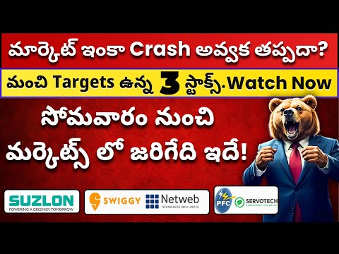 💥 Market Crash Alert? ✅ 3 Stocks to Focus 🟢 Suzlon, Swiggy, Netweb ✅ Get Trading Telugu
