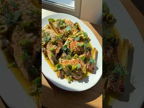 slow roasted salmon and leeks