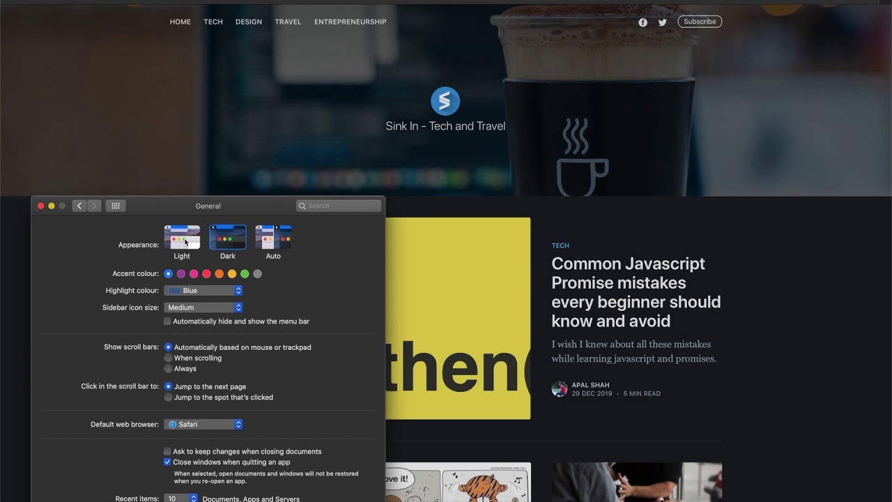 Javascript & CSS — Toggle dark/light theme based on your user's preferred scheme