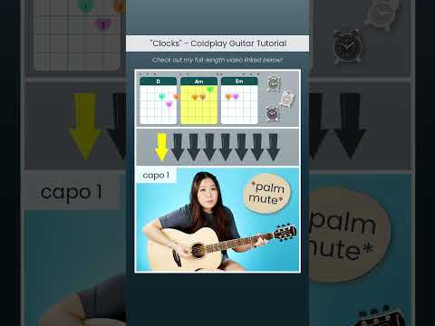 Clocks π Coldplay EASY Guitar Tutorial Beginner Lesson πΈ #shorts #guitarlesson #chords #strumming