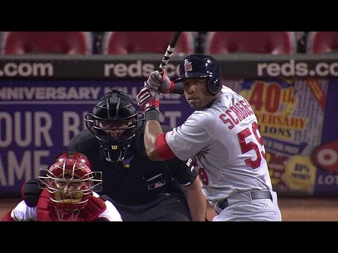 STL@CIN: Scruggs tallies first MLB hit, RBI on double