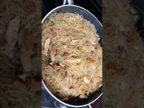 ✅Made Pancit Bihon with Left over Rotisserie Chicken, Spam, Carrots, Celery, Onions, and Garlic
