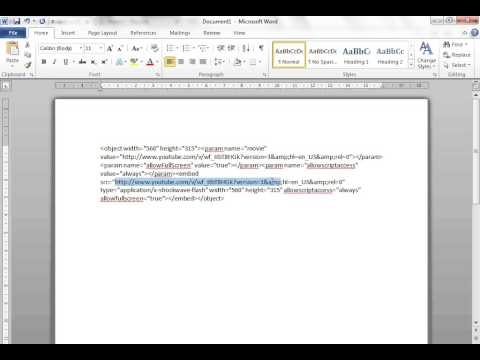 Embedding a YouTube video into a Word document