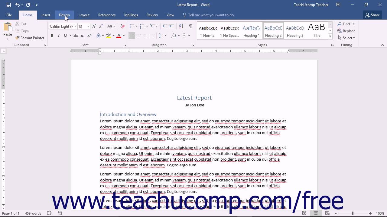 Word 2016 Tutorial About Documents and Sections Microsoft Training