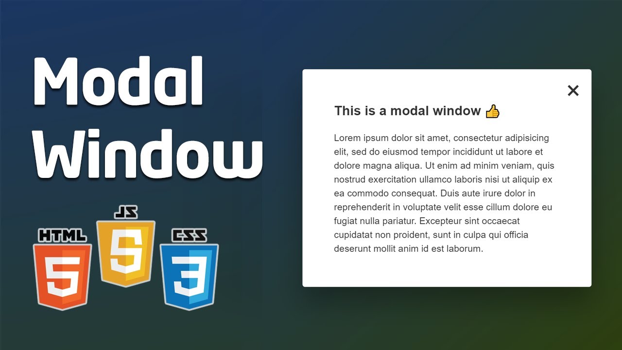 How to create Modal Popup Window in JavaScript - Tutorial with Example Code