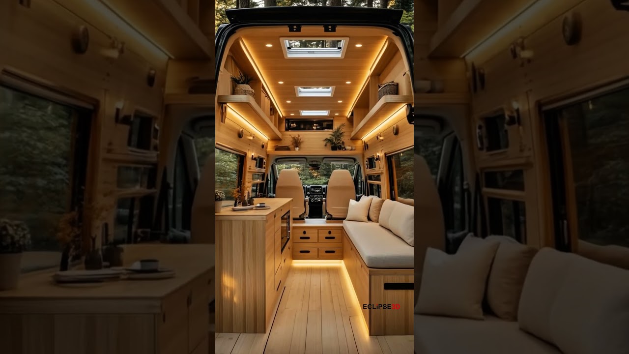 Luxury Camper Van Interior Tour | Minimalist Wood Design