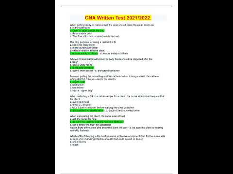 Certified Nursing Assistant examination CNA Written Test Updated pdf #immigration