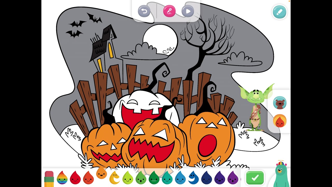 Halloween fun creative activity - Pumpkin coloring on Khan Academy Kids