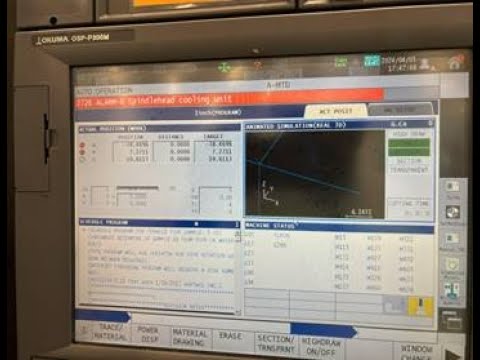 CNC Okuma, Alarm B Spindlehead cooling unit