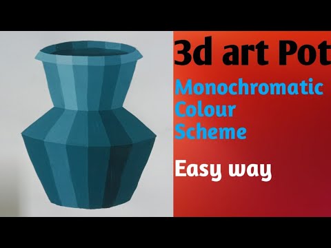 #3d_art_Pot_Colouring#easy_step_by_step /use monochromatic colour scheme