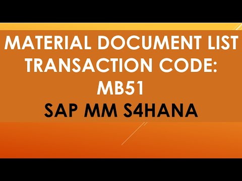material document list in sap mm s4hana | transaction code MB51 | display material document sap mm