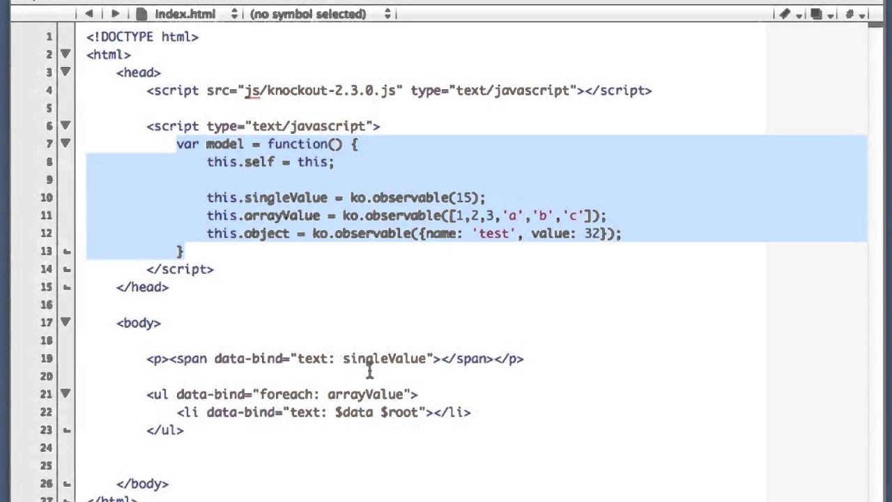 KnockoutJs Tutorial 1 - Simple And Quick Binding Overview