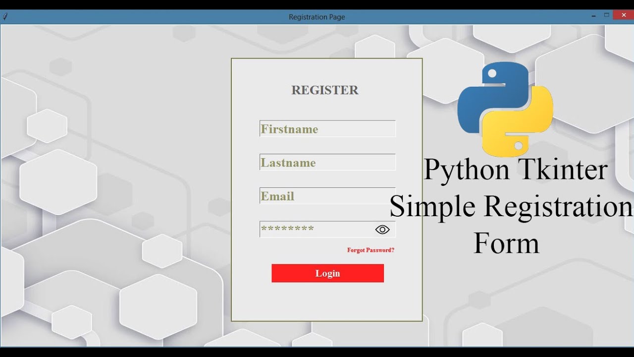 Python Tkinter Simple Registration form || With Source Code