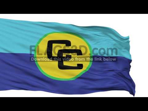 Isolated Waving Flag of Caricom