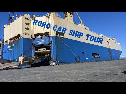 Roro Ship car vessel tour and walk around inside a Glovis roro ship car supply chain Felicity Ace