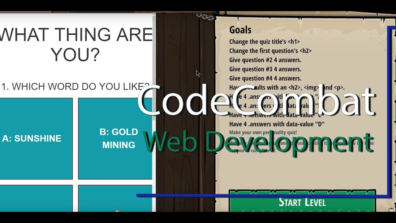 CodeCombat Web Development 2 - Level 22 Quizlet Tutorial with Answers