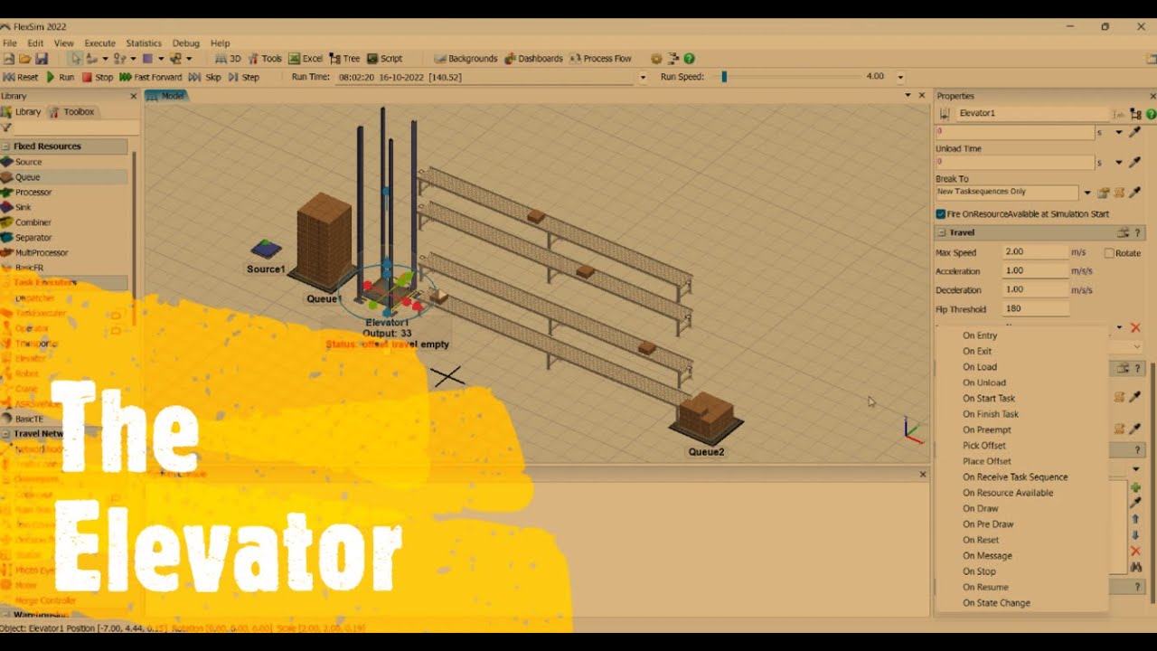 How To Use Elevator In Flexsim | Using Task Executer | Step by Step Flexsim Simulation Tutorial