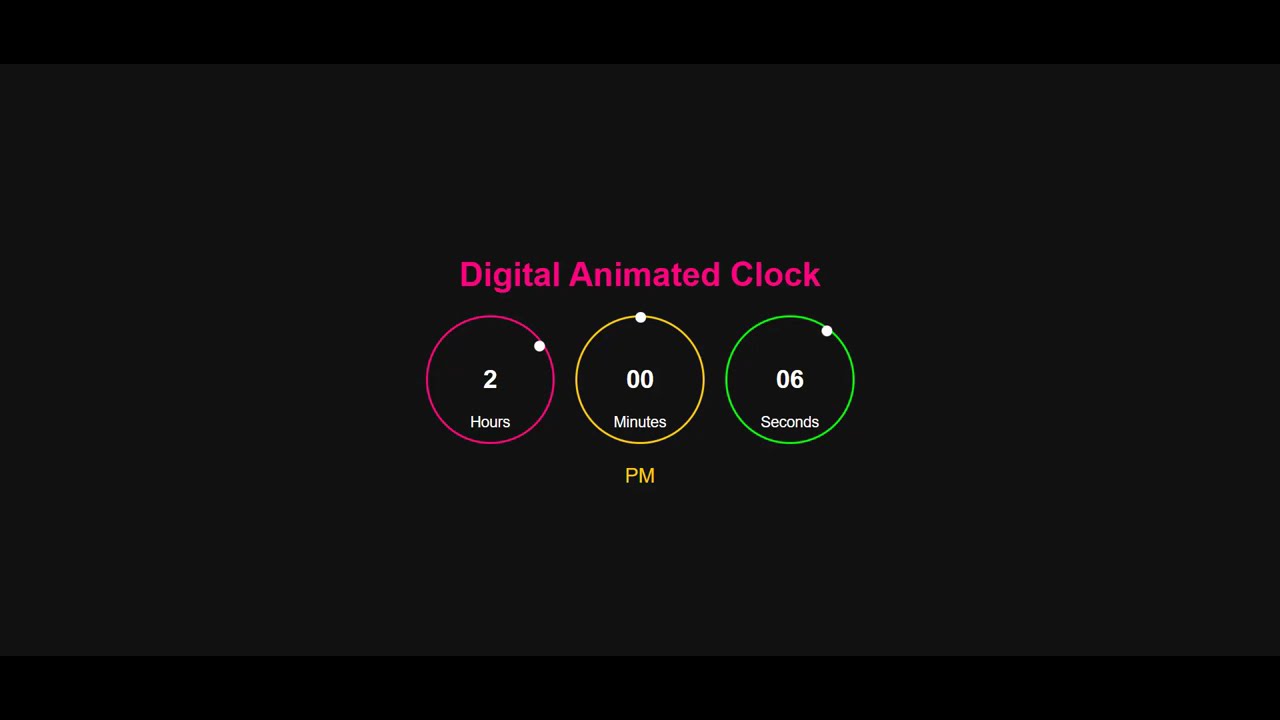 Digital Clock Animation with Rotating Dots | HTML, CSS, JavaScript Tutorial