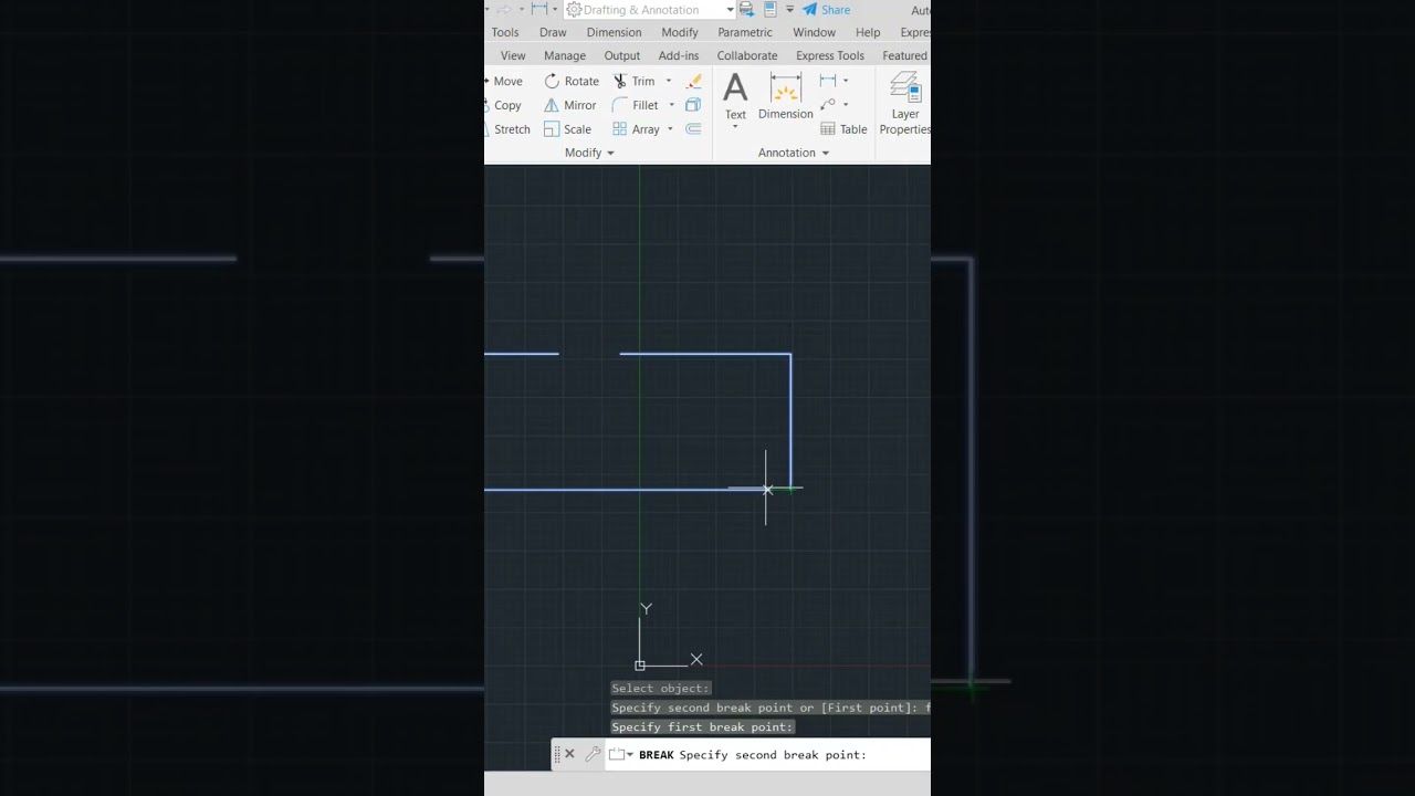 Autocad break command tutorial #shorts #autocad #break