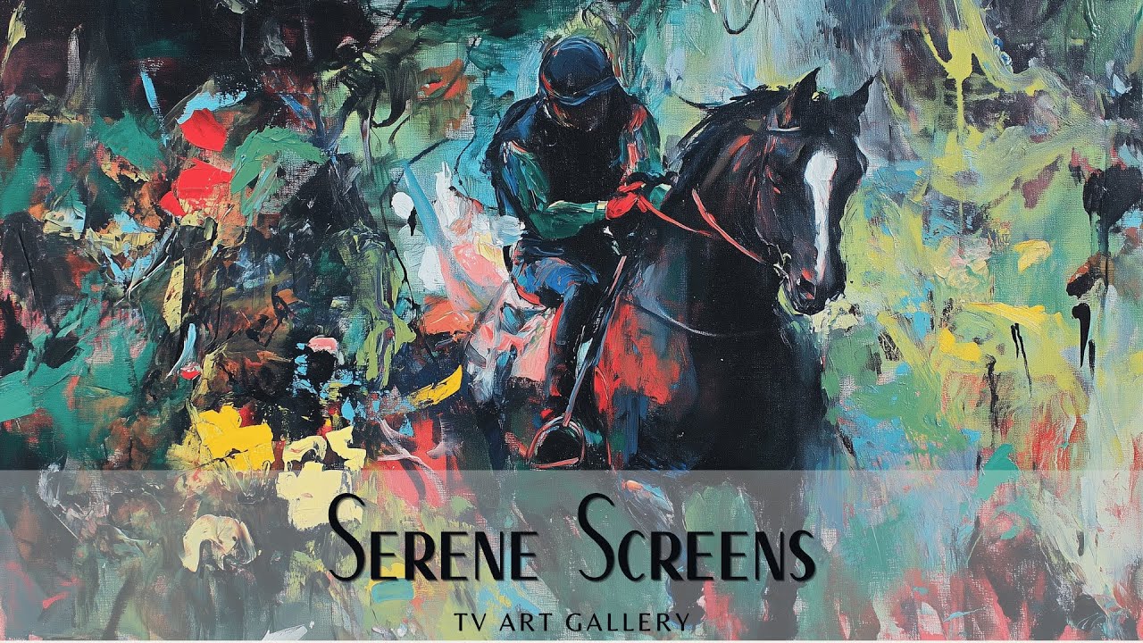 Horse Racing and Jockey Race Painting - TV Art Display, Screensaver, Wallpaper, Background - Still