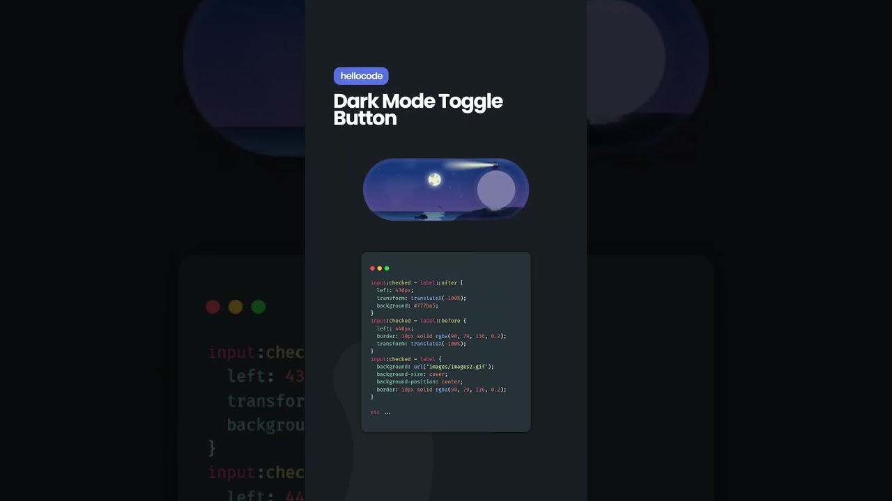 Dark mode toggle button with HTML & CSS