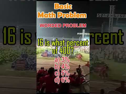 16 is what percent of 400? a) 3% b) 4% c) 5% d) 6%#CivilServices #Mathtutor #MathTutor #civilservice