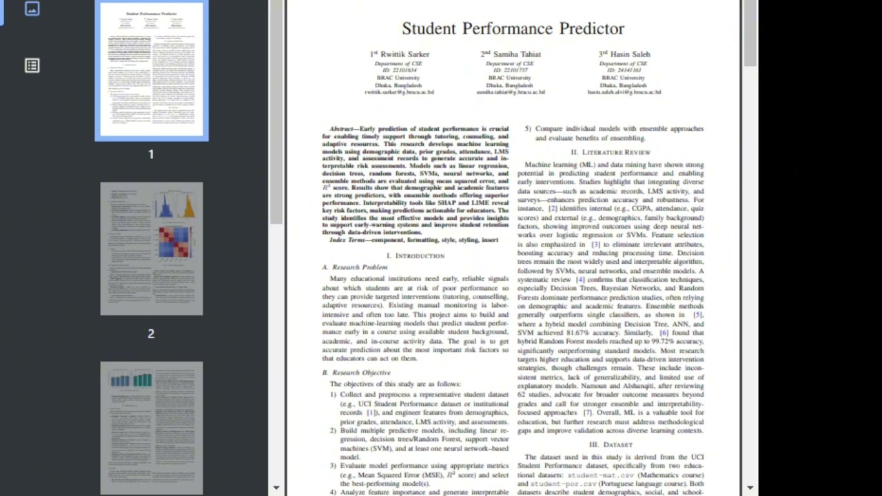 CSE427 | Machine Learning Project | Student Performance Predictor