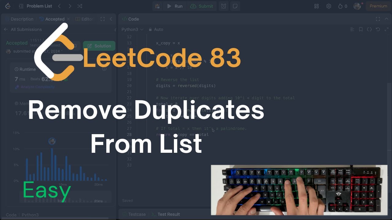 Leetcode Remove Duplicates From Sorted List Solved - No Talking - ASMR Coding