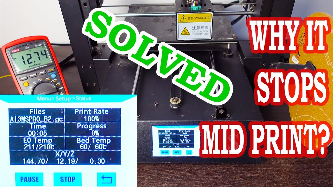 Anycubic S 3D printer stops mid-print