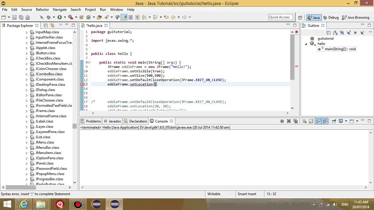 Java GUI tutorial 2 - creating components, adding components to panel