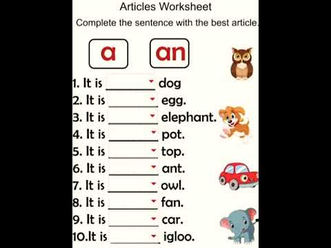Practice sheet ( Indefinite articles)#tricks