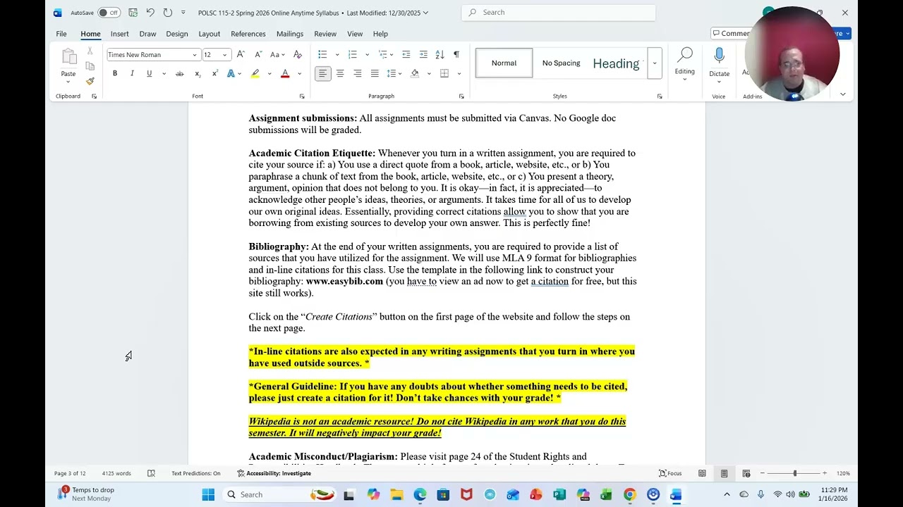 POLSC 115 Spring 2026 Syllabus Video