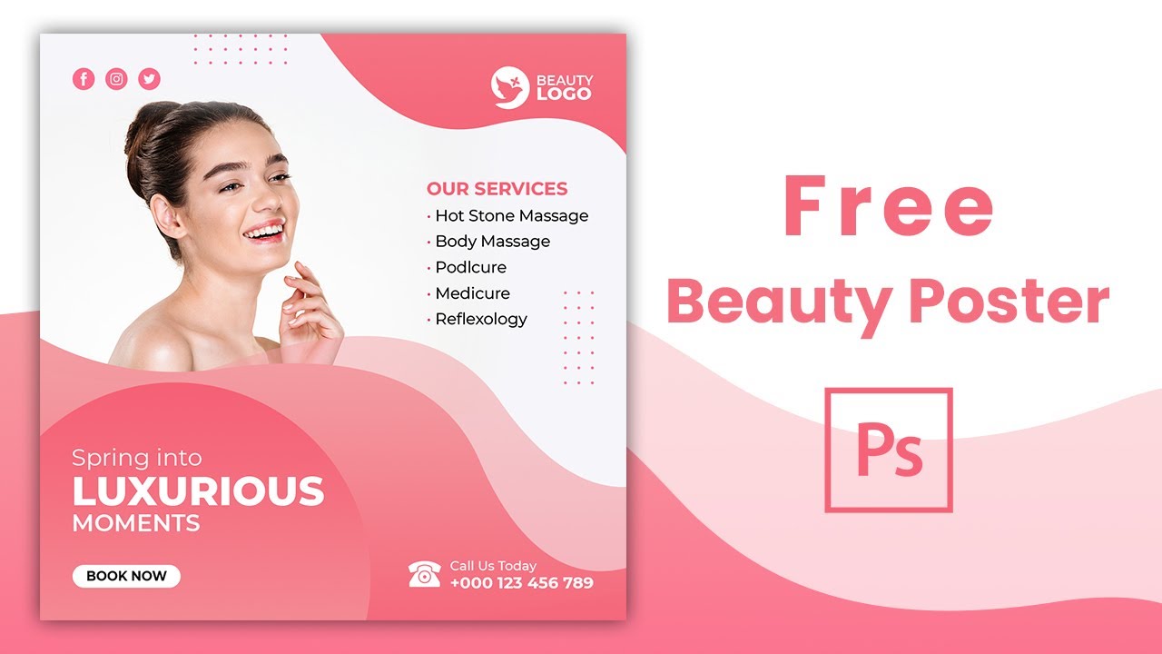 Free Luxurious Beauty Salon Poster Template PSD