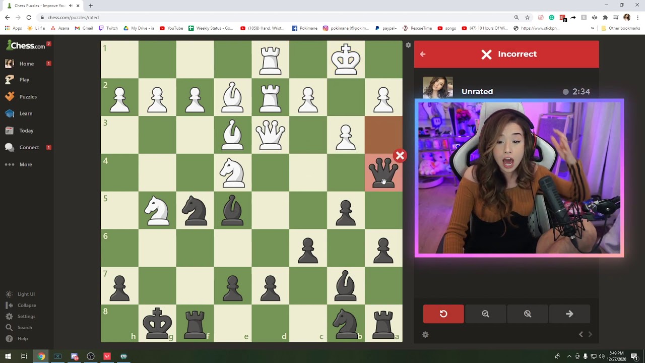 Pokimane doing chess puzzles like a pro